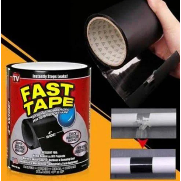 Super Fita Fast Tape Adesiva Tape Preta 10cm de largura Cola Tudo Multi ...
