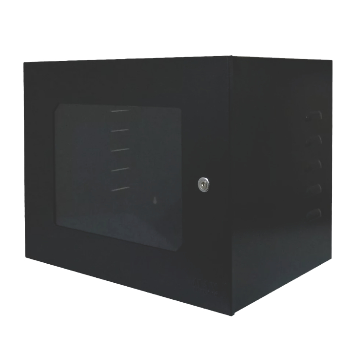 Mini Rack Interno 19" - Max Eletron 8U 350mm Porta Acrílica Parede DVR Rede Armário CFTV ...