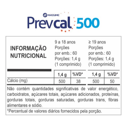 PREVCAL 500MG - 60 comp. - Massime | Shopee Brasil