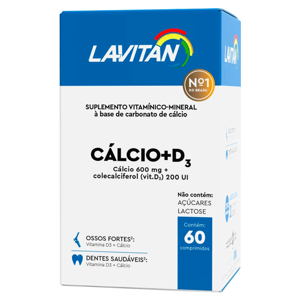 Lavitan Suplemento De Cálcio 600mg + Vitamina D3 200UI 60 Comprimidos ...