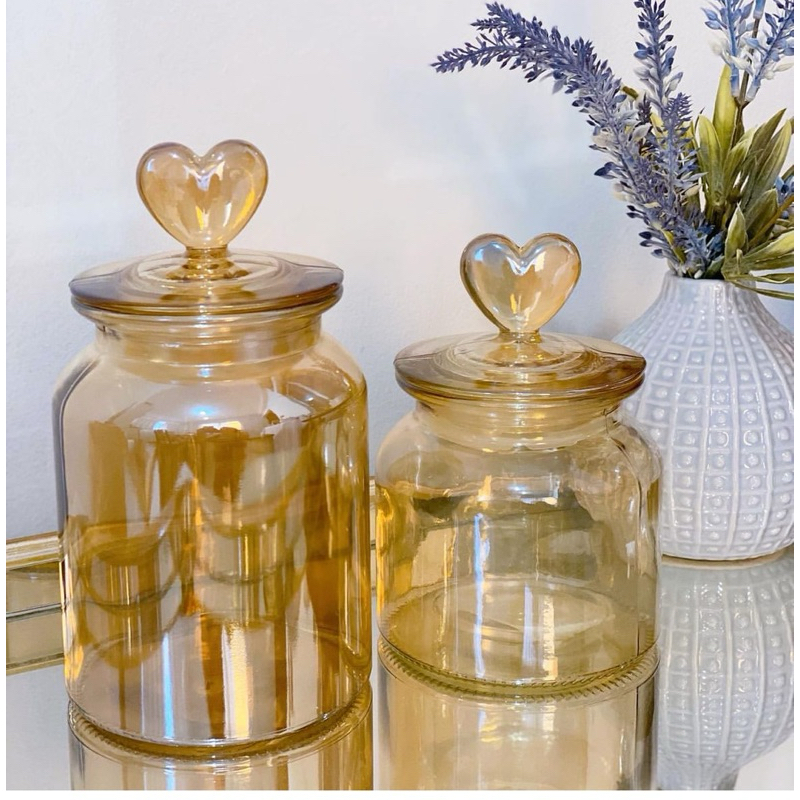 Jogo Pote Vidro Âmbar Hermético Decor Afeto Coração | Shopee Brasil