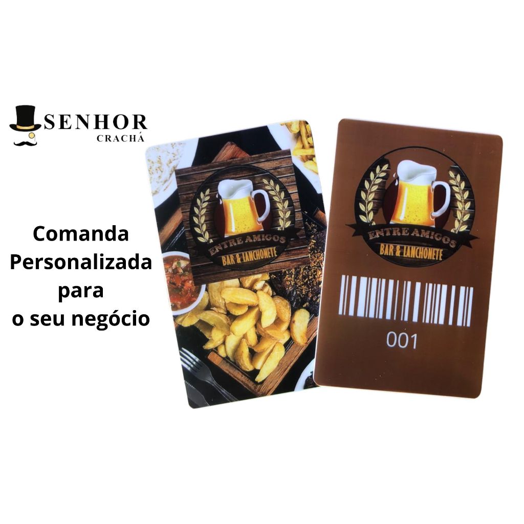 100 Comanda Eletrônica Identificador 8.5x5.5 PVC para bar, lanchonete ...