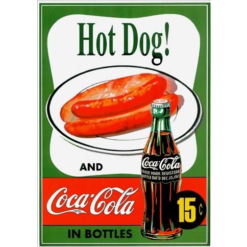 QUADRO DECORATIVO 20X30 C/ MOLDURA: C.C. + HOT DOG / 15 CENTS / NOVO OKm / RARIDADE / P ...