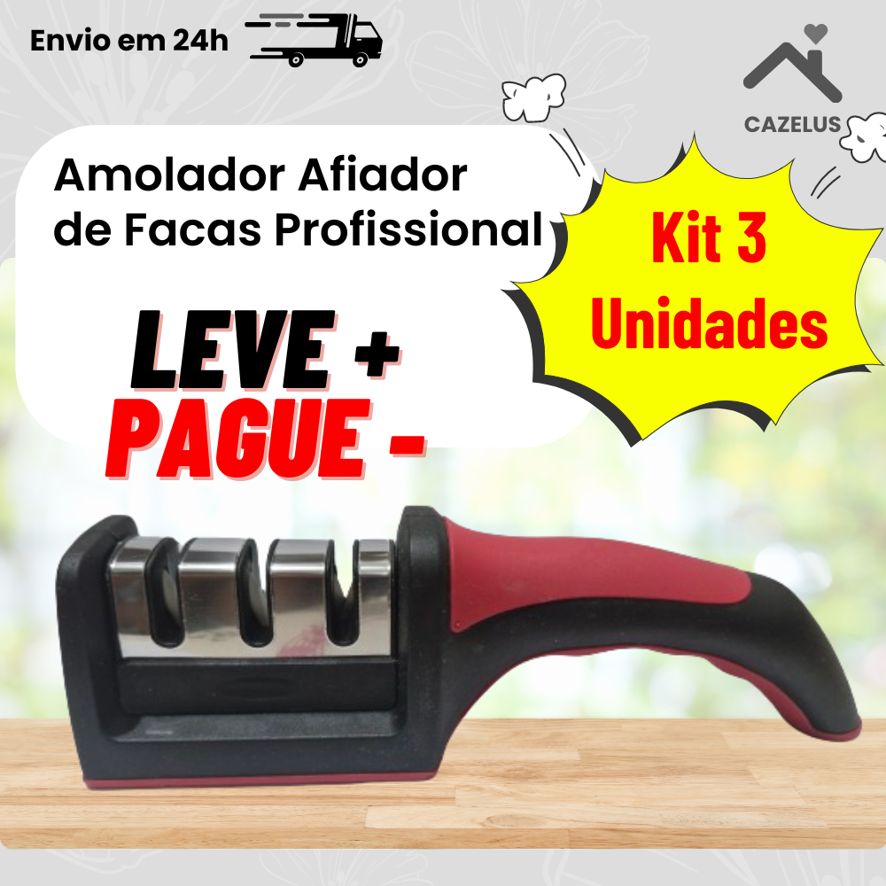 Amolador Afiador de Facas 3 em 1 Profissional em Aço Inox | Shopee Brasil