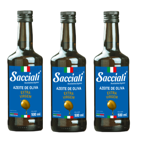 Azeite de Oliva Extravirgem Sacciali kit 3 unidades 500ml | Shopee Brasil