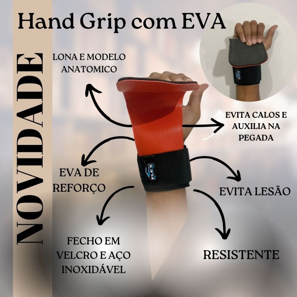 LUVA HAND GRIP COM EVA CROSSFIT CROSS PULL UP LPO ACADEMIA PROFISSIONAL ...