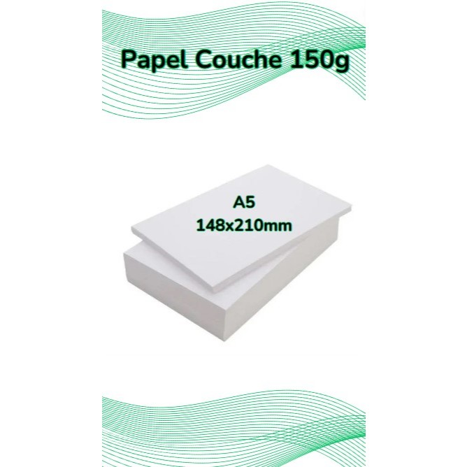 Papel Couche 150g A5 100 Folhas | Shopee Brasil
