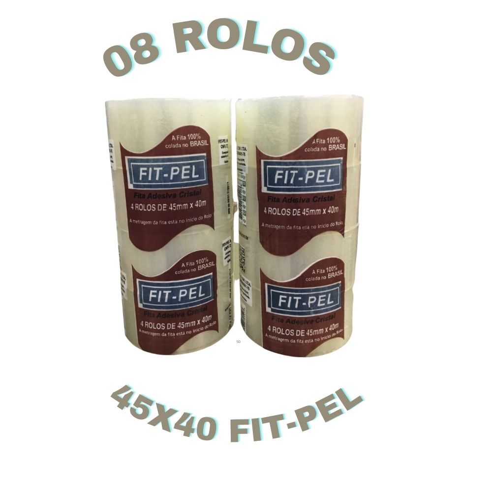 Kit 8 Fitas Adesiva - Durex Largo Transparente 45mm x 40 metros - Kit ...