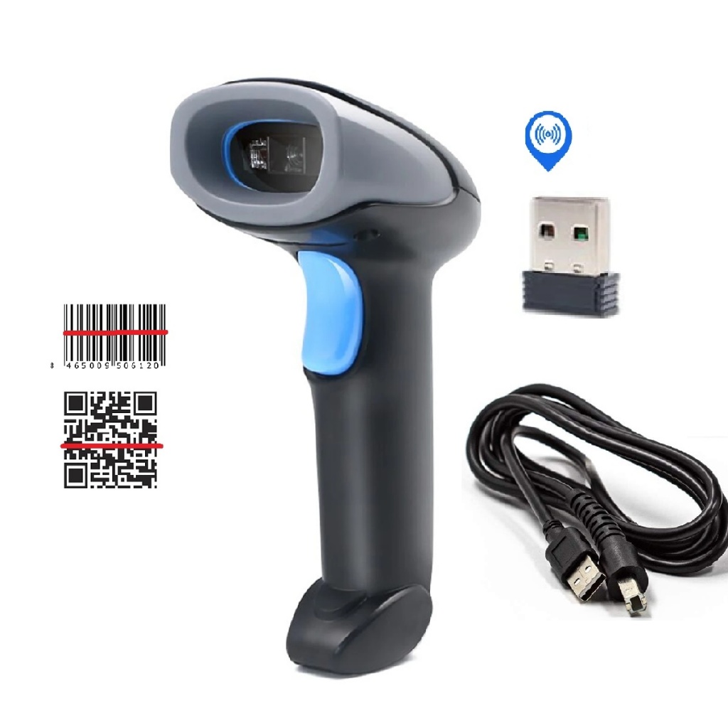 Leitor de Código de Barras QR CODE 1D e 2D Sem Fio Conexão USB 2.4Ghz ...