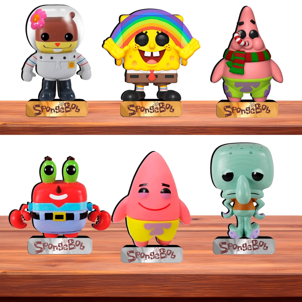 Kits Totem de Mesa Bob Esponja 12 cm Mdf Boneco Pop Enfeite Decorativo ...