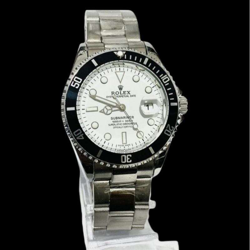 Relógio Masculino Rolex Submariner Prata Coroa Preta Luxo Social ...