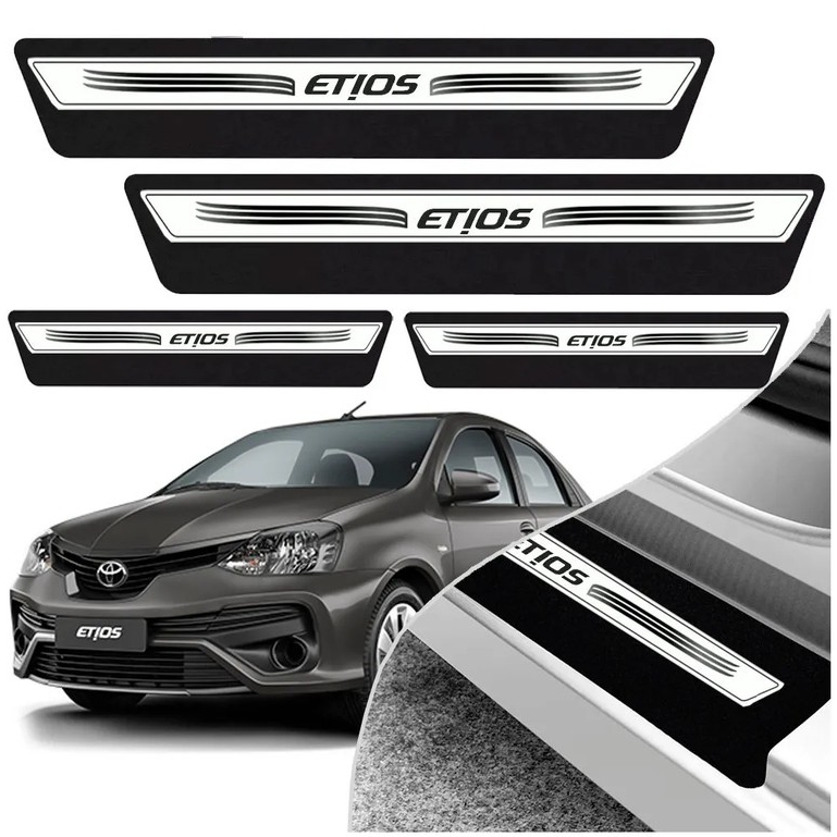 Kit 8 Peças Soleira Adesivo Porta Etios 2013 2014 2015 2016 2017 2018 ...