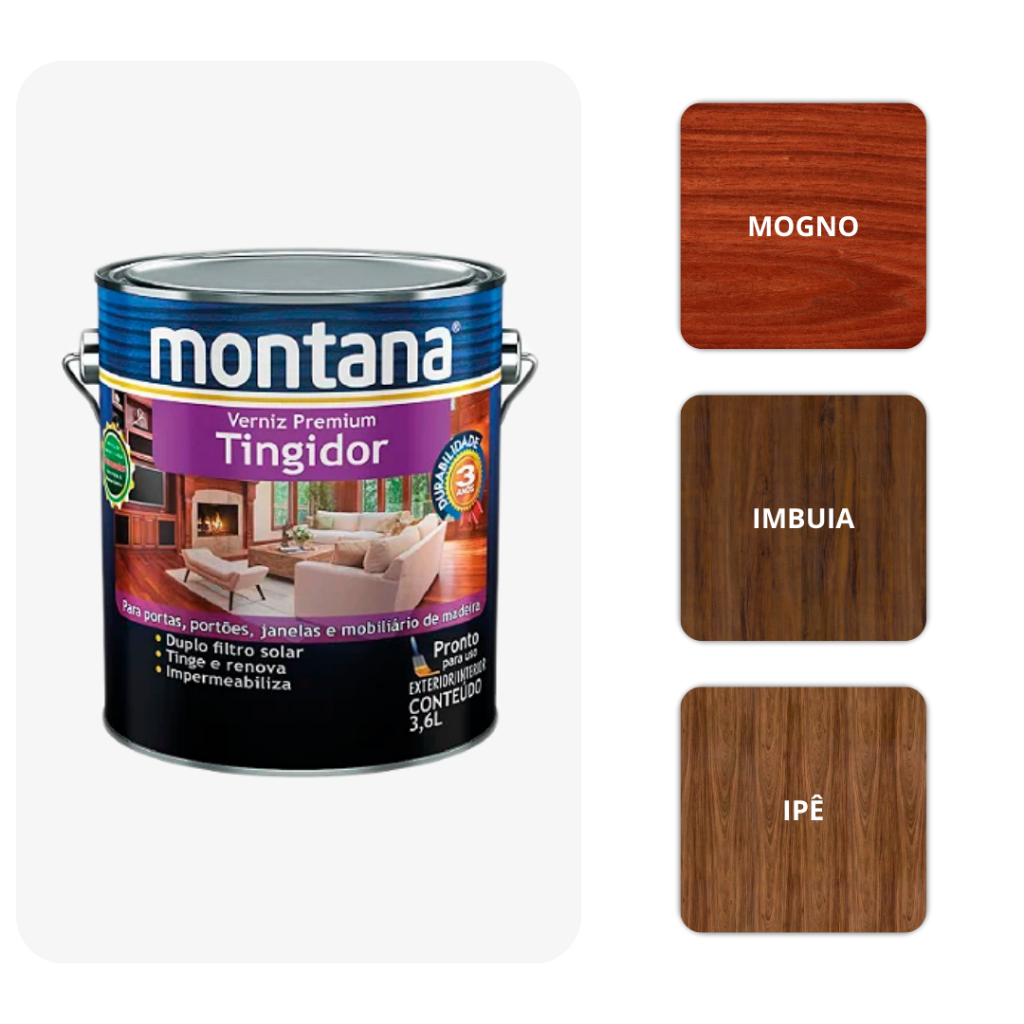 Verniz Tingidor Brilhante Mogno, Imbuia, Ipe - Montana 3,600l | Shopee ...
