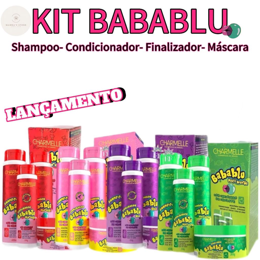 Kit Babablu Charmelle Com O Verdadeiro Cheirinho do Chiclete Babbaloo ...