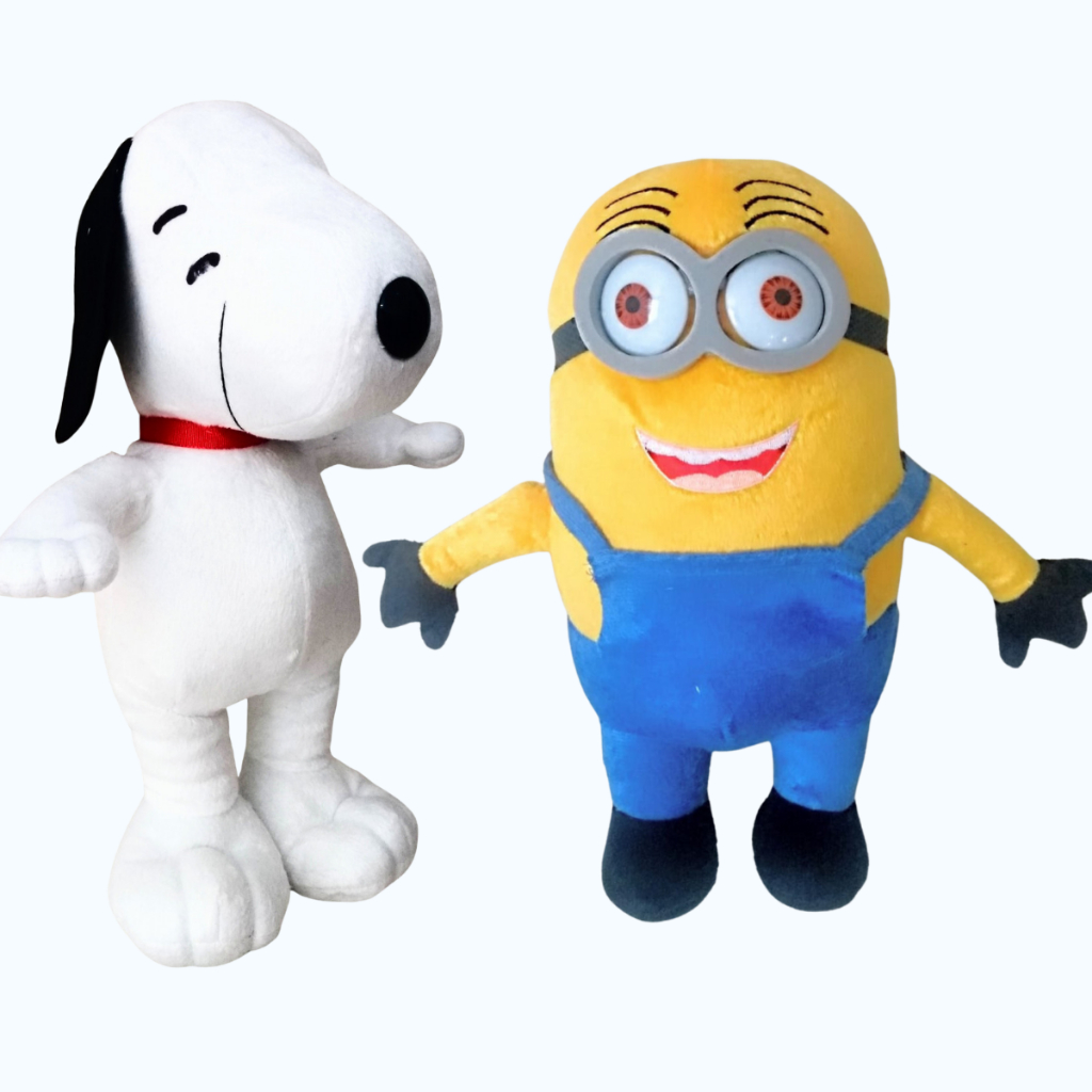 02 Pelúcias Minion e Snoopy 35cm Antialérgicos | Shopee Brasil