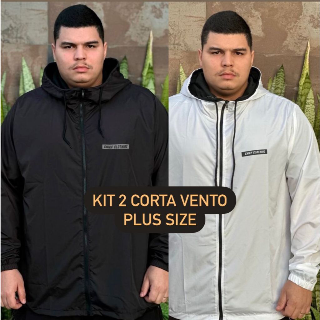 Kit 2 Corta Vento Plus Size Impermeável G1,G2,G3, G4 Masculino Marca ...