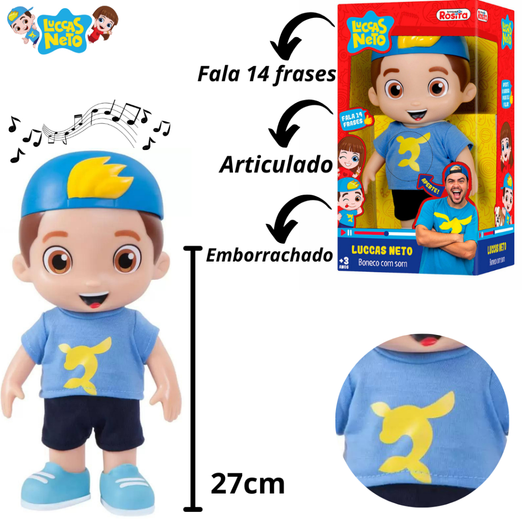 Boneco Lucas Neto Emborrachado Brinquedo Que Fala 14 Frases Perfumado ...