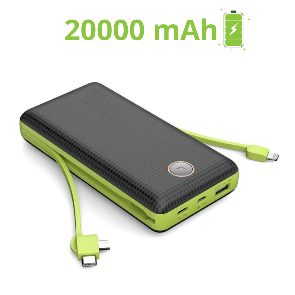 Carregador Portátil Power Bank 20000 mAh 3 em 1 Universal Lightning ...
