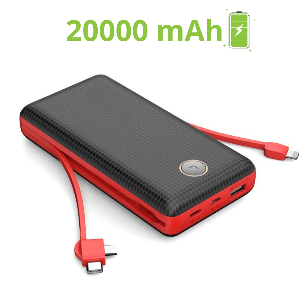 Carregador Portátil Power Bank 20000 mAh 3 em 1 Universal Lightning ...
