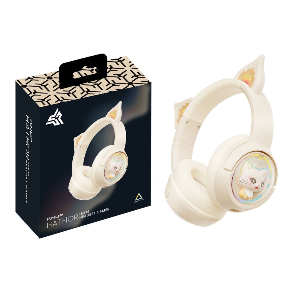 Headset Gamer Sem Fio Bluetooth Gatinho Com Luz De Led | Shopee Brasil