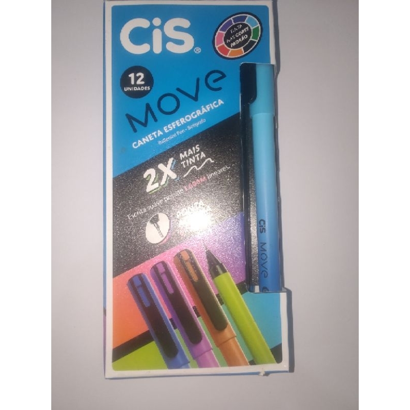 Caneta Esferográfica Move Azul Claro 0.7mm caixa com 12 unidades - Cis ...