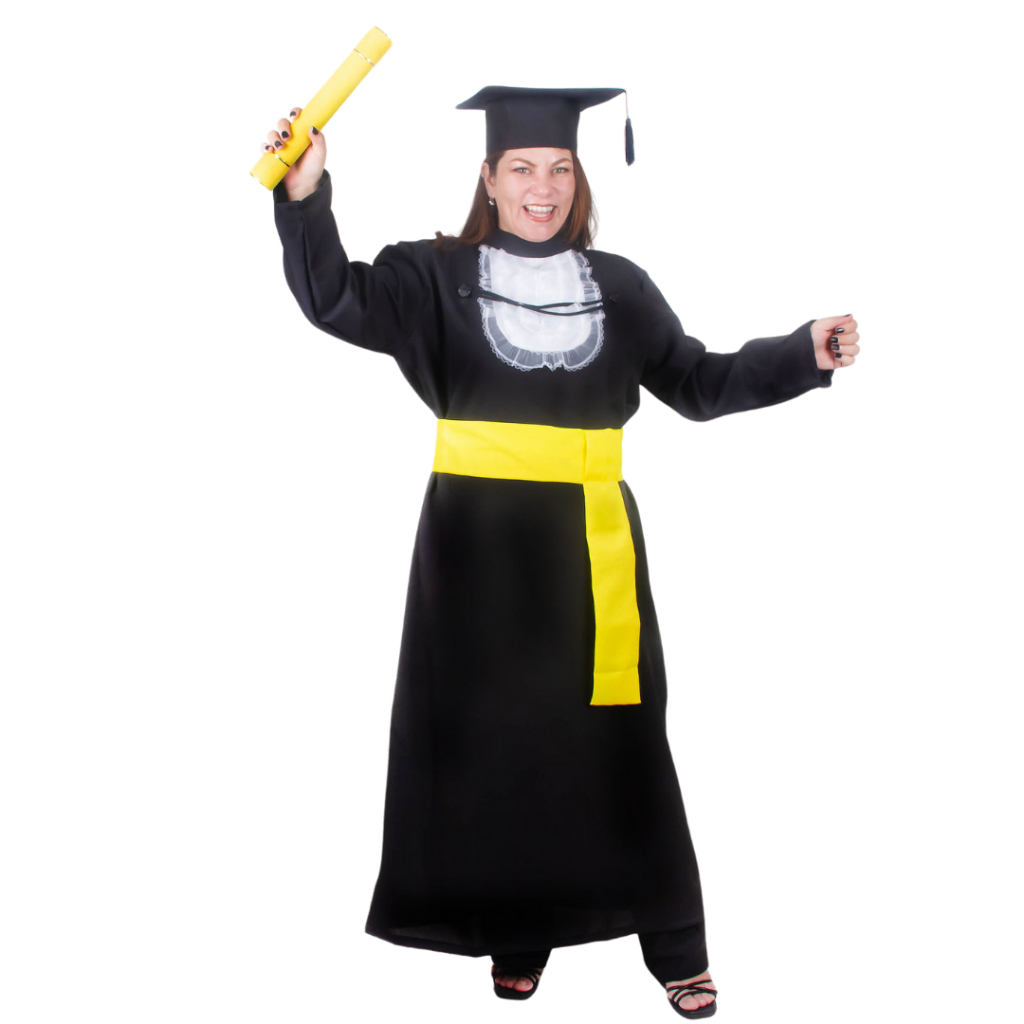 Beca De Formatura Adulto Completo com Capelo + Faixa e Canudo | Toga de ...