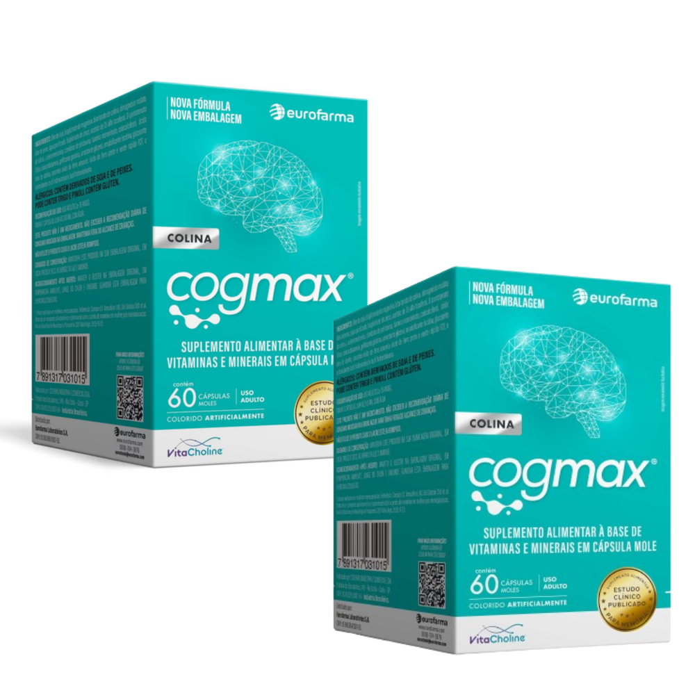 Kit 2 Cogmax (60 Cada) 120 Cápsulas Suplemento Vitamínico Colina ...