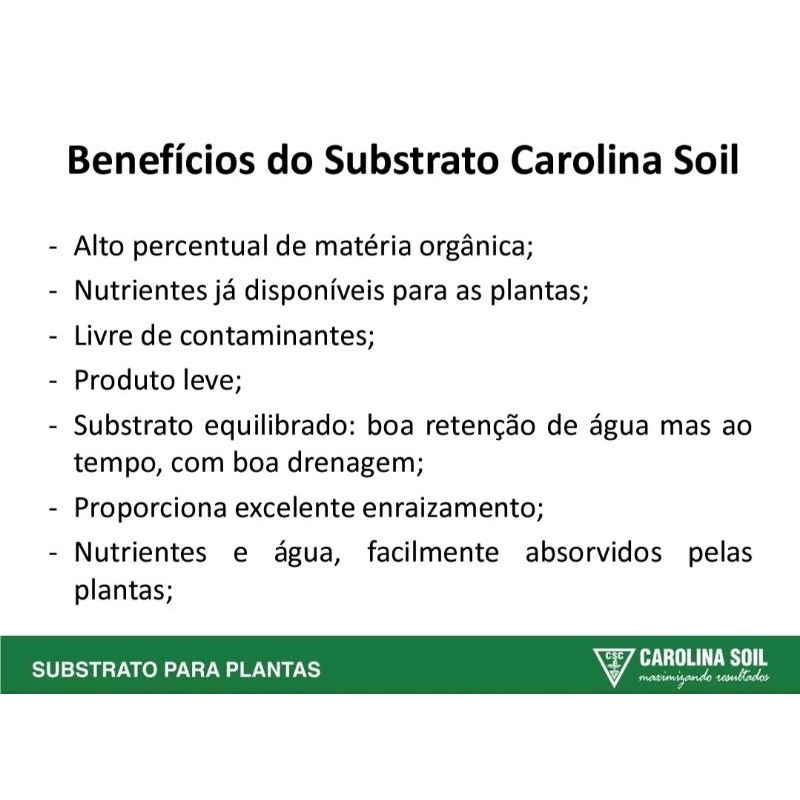 Substrato Carolina Soil Padrão com Casca de Arroz e Vermiculita - 45 ...