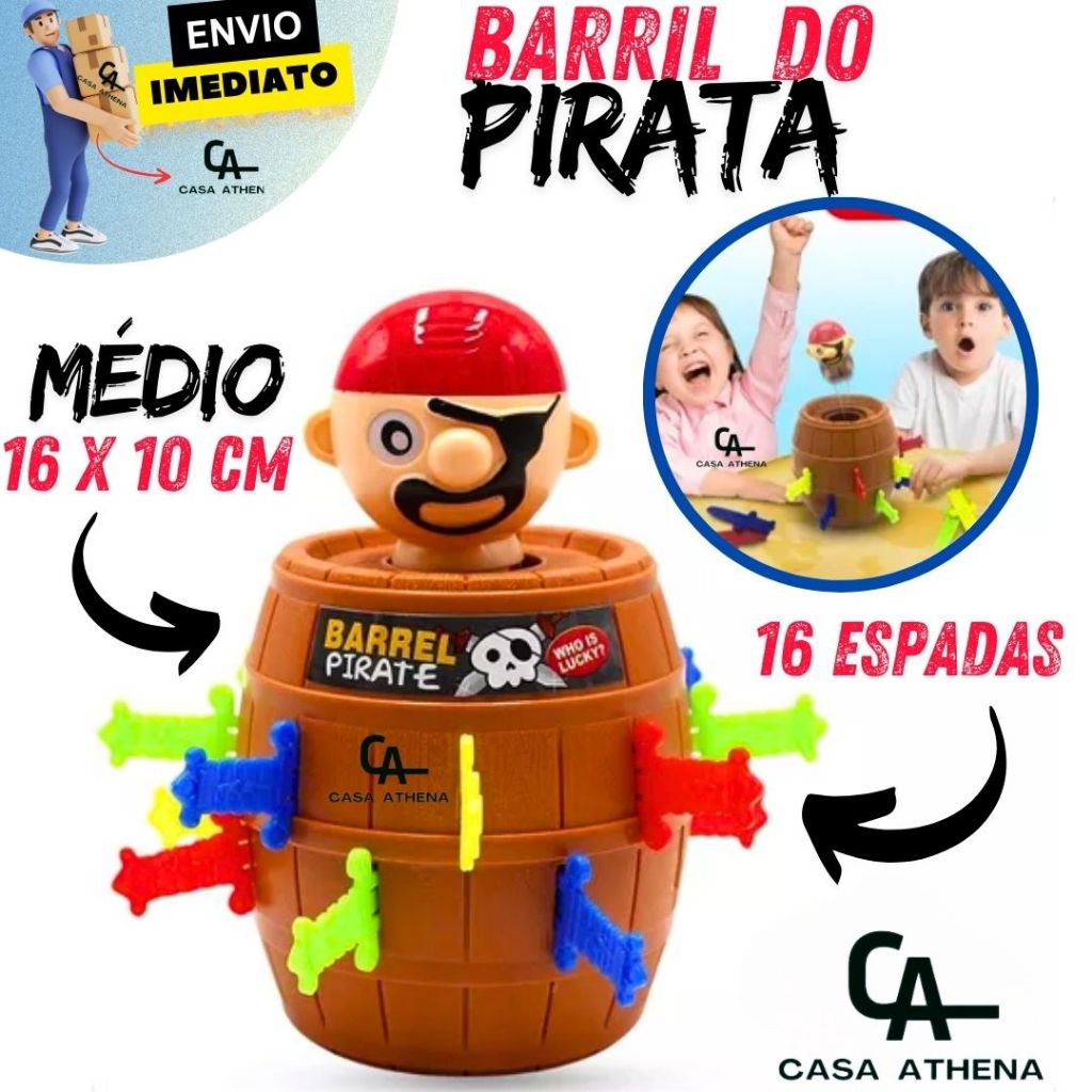 Jogo Pula Pirata Barril do Pirata 16x10 cm Médio Brinquedo Divertido ...