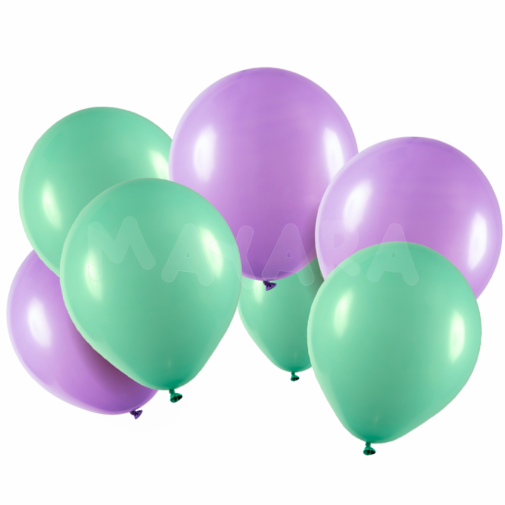 Balão - Bexiga Lilás c/ Verde Água Pacote - 50 unidades sortidos ...