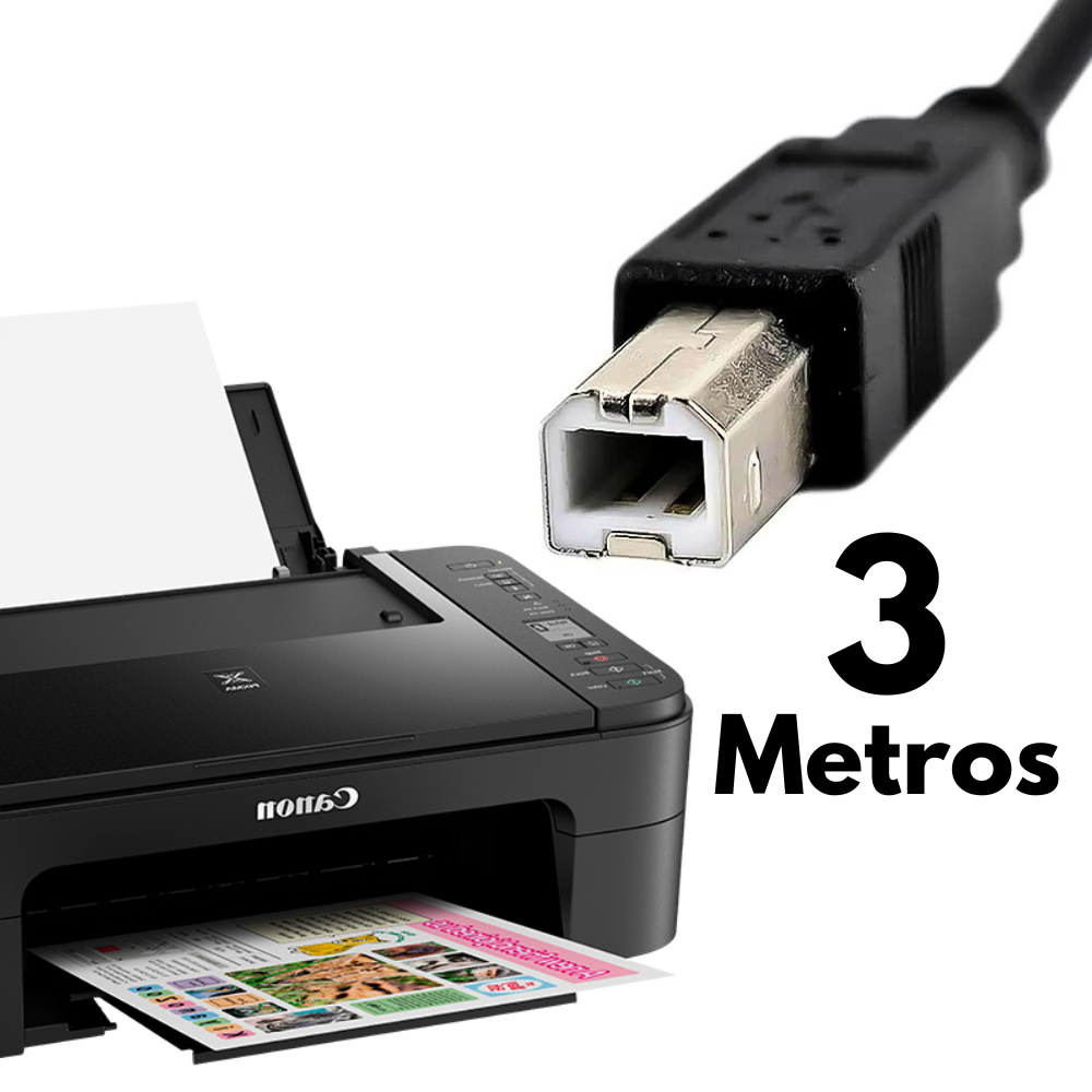 Cabo Extensor Para Impressora Epson, Hp, Samsung Usb Tipo B 2.0 AM/BM ...
