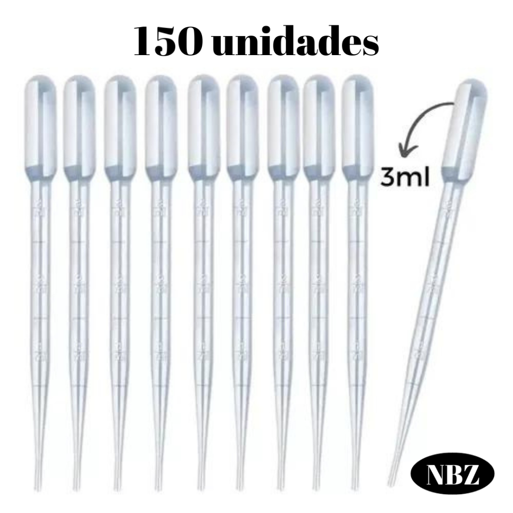 Pipeta Plástica 3ml 150 unidades Conta Gotas 3ml Pipeta Pasteur 1ml 2ml 3ml dosador ampola 100 ...