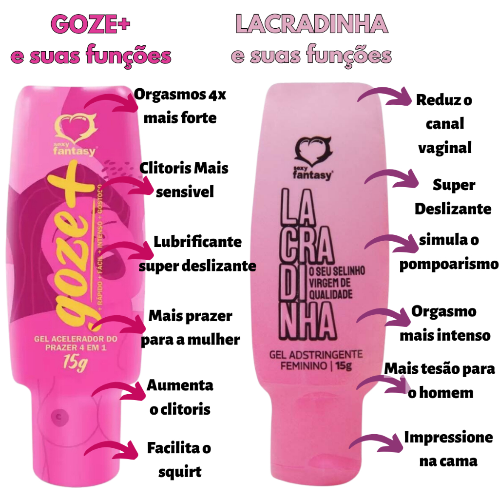 KIT de Prazer Feminino Goze Mais 4 em 1 15g+ LACRADINHA SEMPRE VIRGEM APERTADINHA| Sex Shop ...