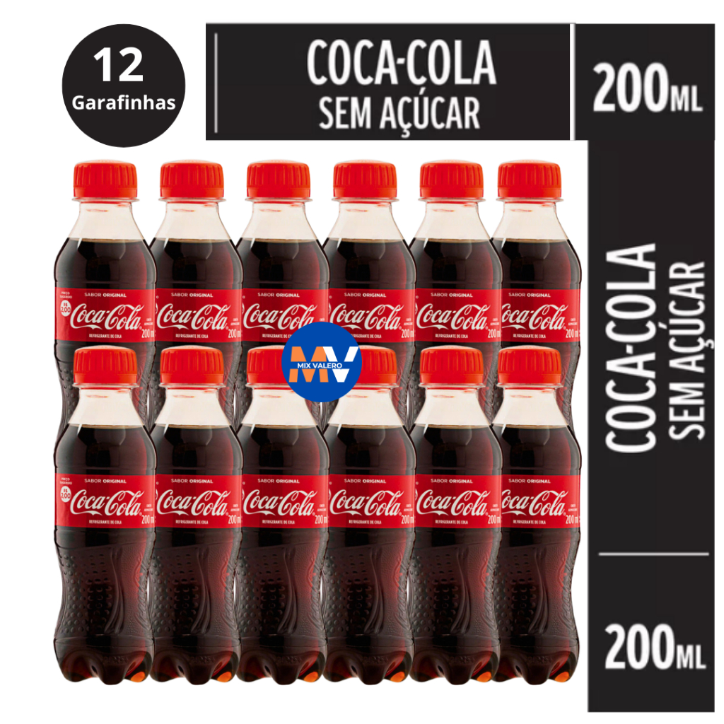 Coca Cola Mini 200ml Fardo 12 Unidades Sem Açúcar Original Sinta o ...