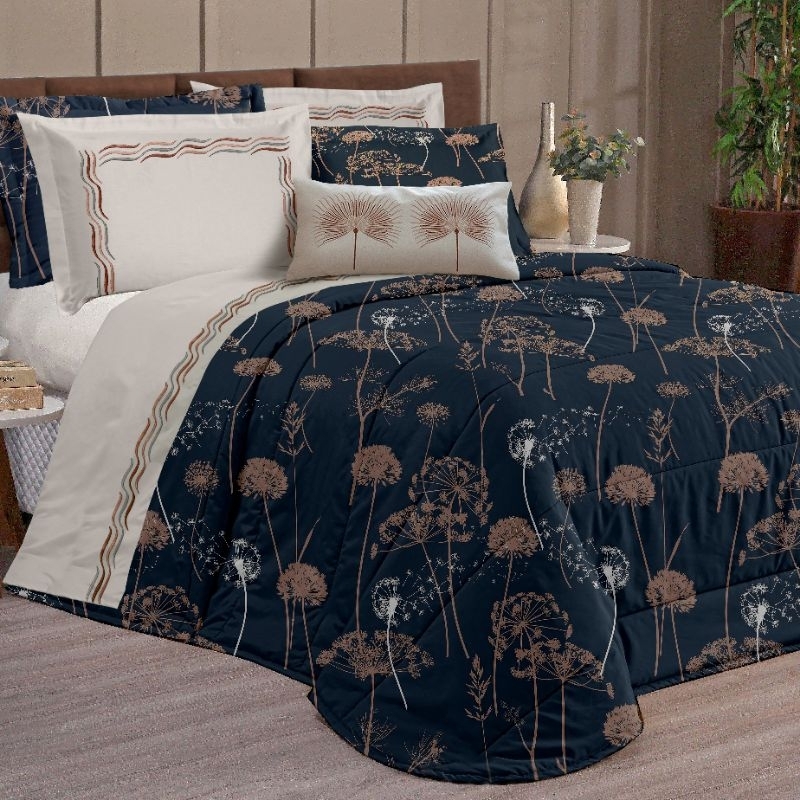 Kit Edredom King Size Algodão Estampado 05 Peças Viena | Shopee Brasil