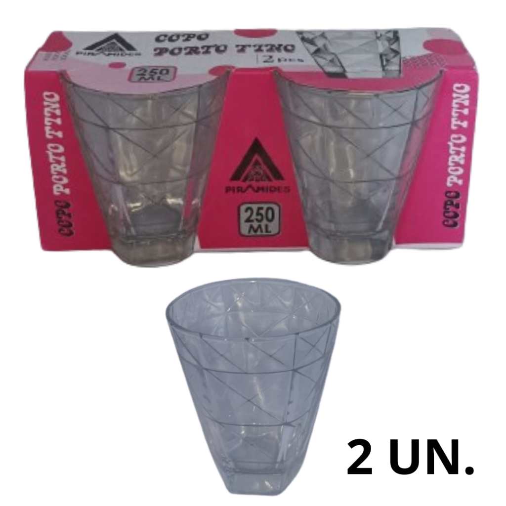 kit 2 Copo porto fino - 250 ml - copo de vidro - copo de agua | Shopee ...