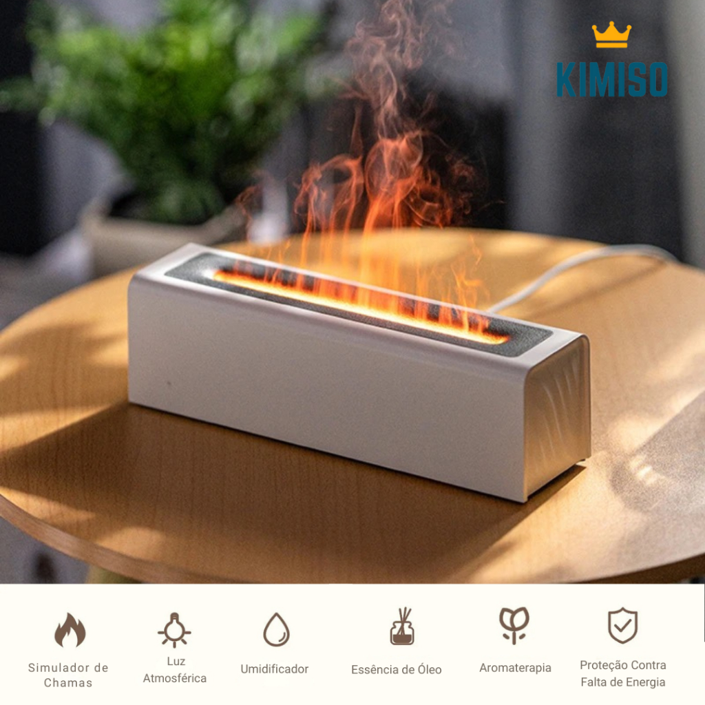 Umidificador Difusor de Aromas de Fogo Grande com Efeito Lareira Chama ...