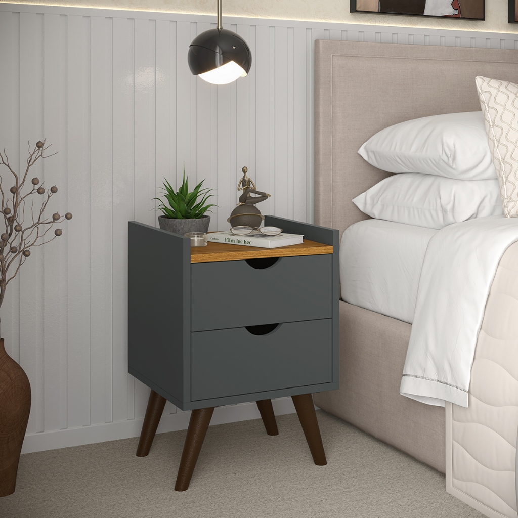 Mesa de Cabeceira Criado Juma Pés Antiumidade Corrediças Telescópica ...