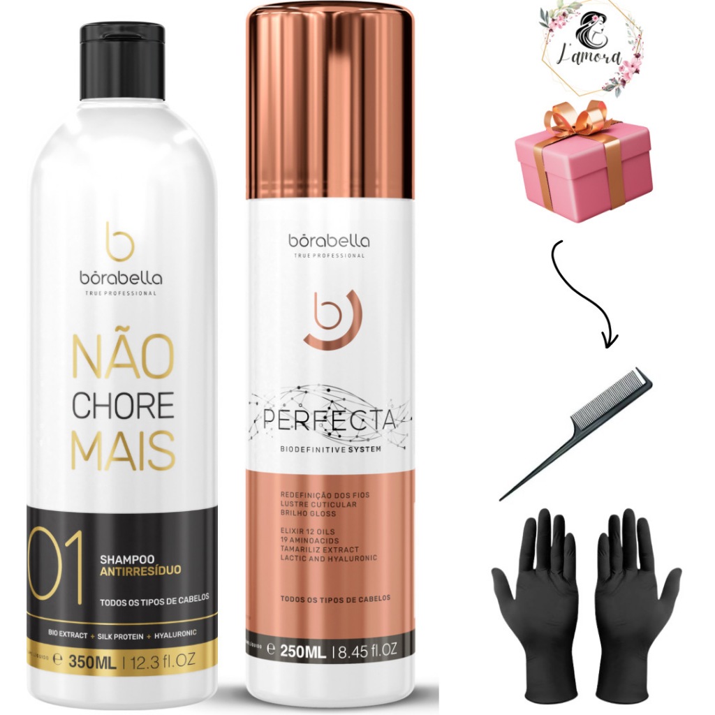 kit Borabella Shampoo - 350ml + Progressiva Perfecta 250ml | Shopee Brasil