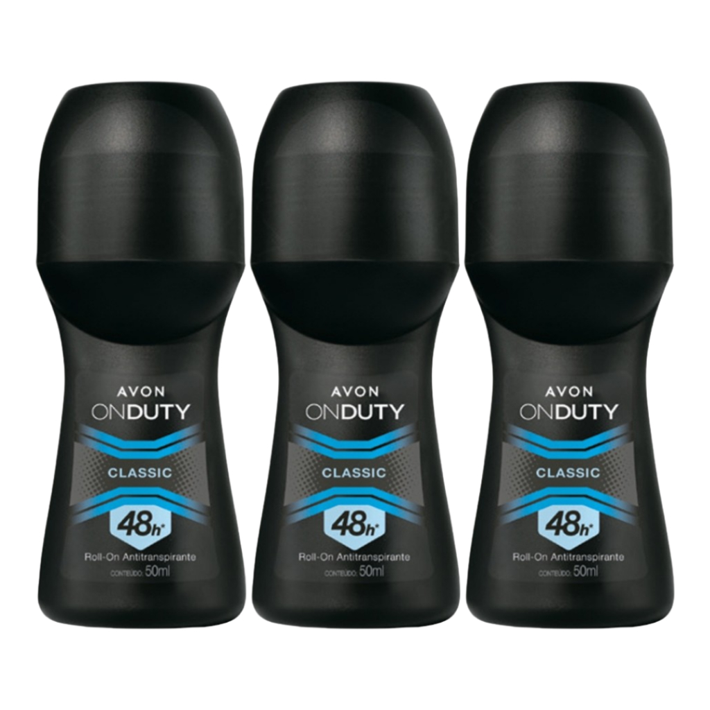 Kit com 3 Desodorante Roll-on On Duty Classic 50ml - Masculino Avon ...