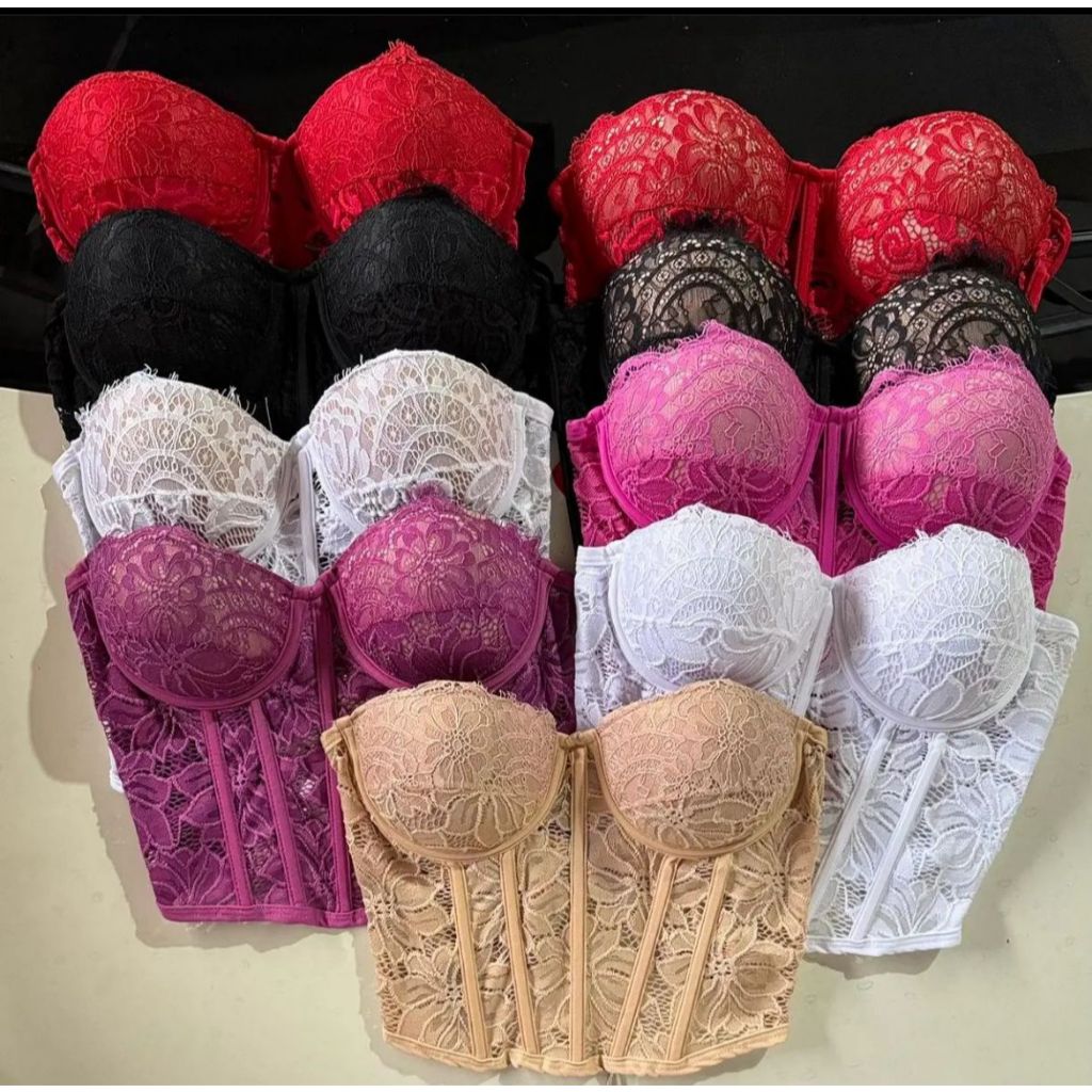 Cropped Corselet renda com bojo de amarração premium | Shopee Brasil