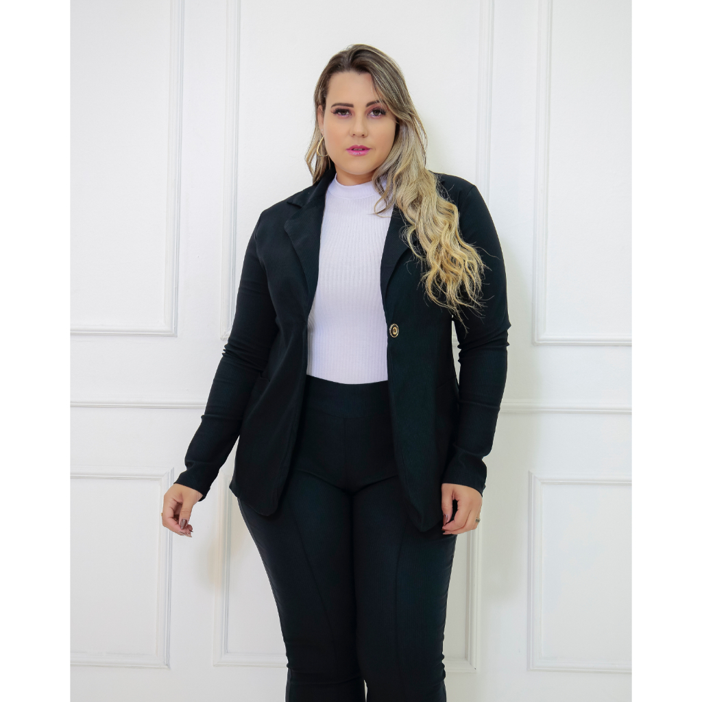 Conjunto Plus Size em Tecido Bengaline Premium Conjunto Blazer e Calça ...
