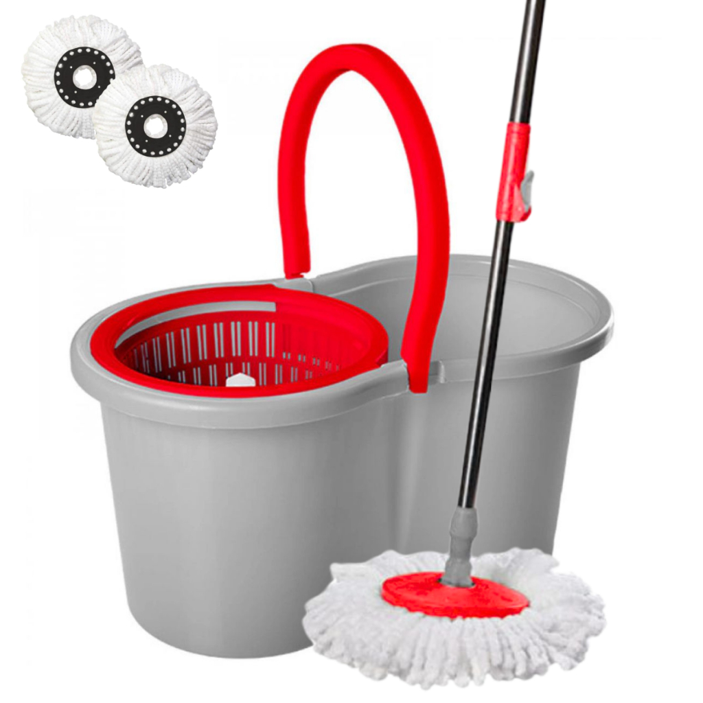 Mop Com Centrifuga Cabo em Inox Com 2 Refil de Microfibra 13 Litros ...