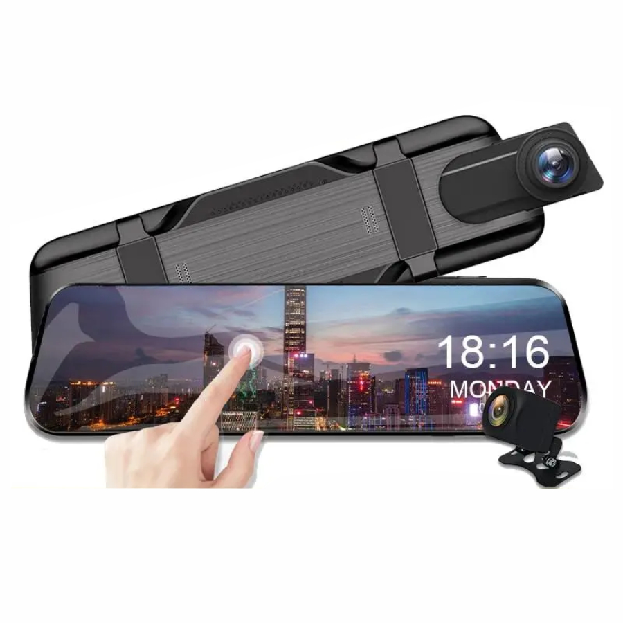 Câmera Veicular Retrovisor com Ré Touch Screen 10'' 2 Câmeras Pol Uber ...