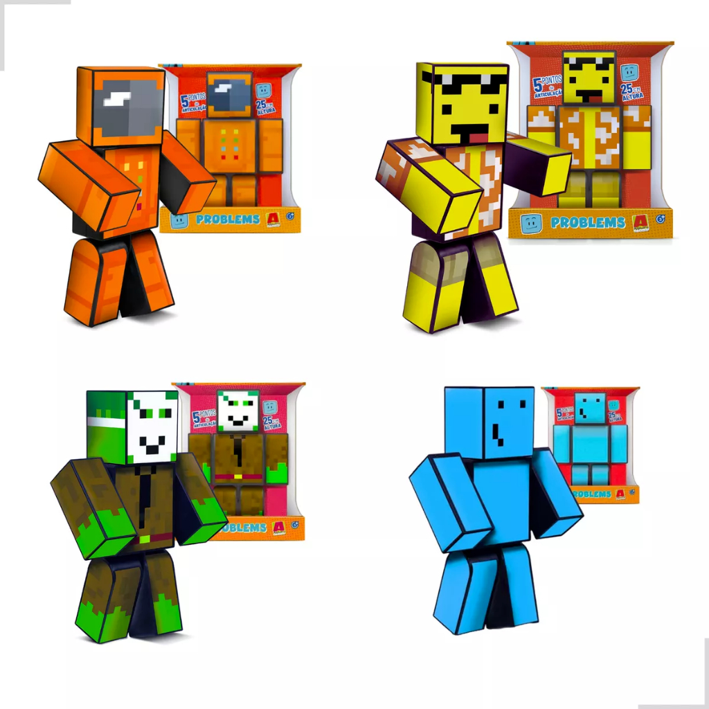 Kit C/4 Boneco Minecraft Youtubers Zoom Mel Stick Problems 25cm ...