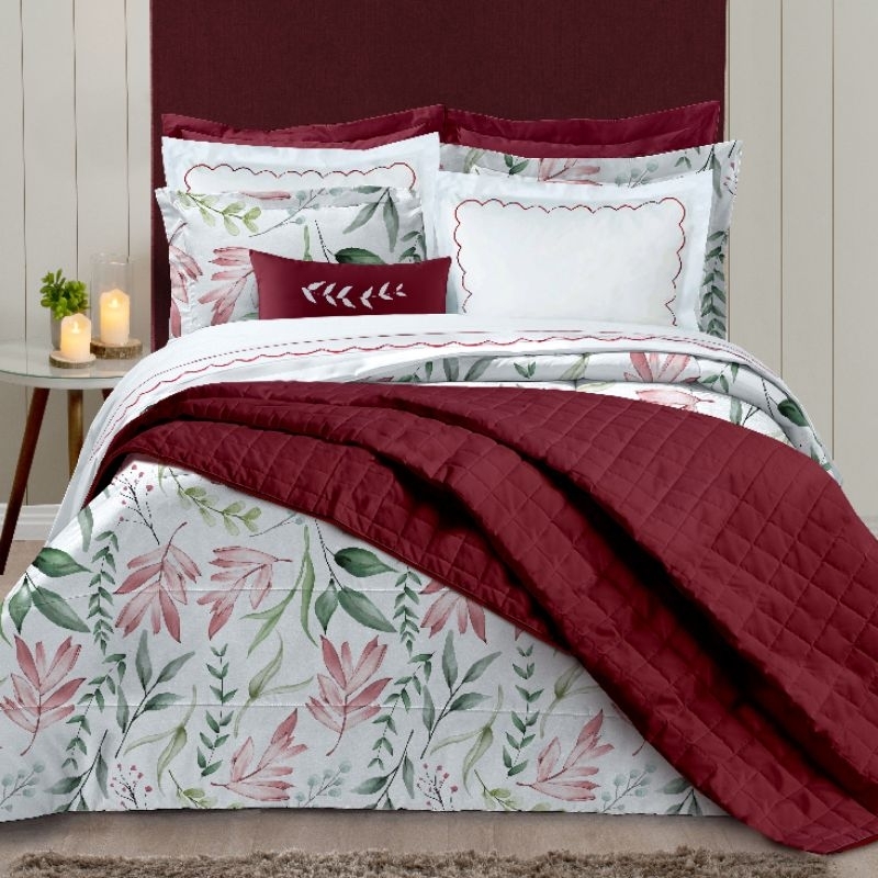 Kit Edredom King Brenda Percal 180 Fios Algodão Estampado 05 Peças ...