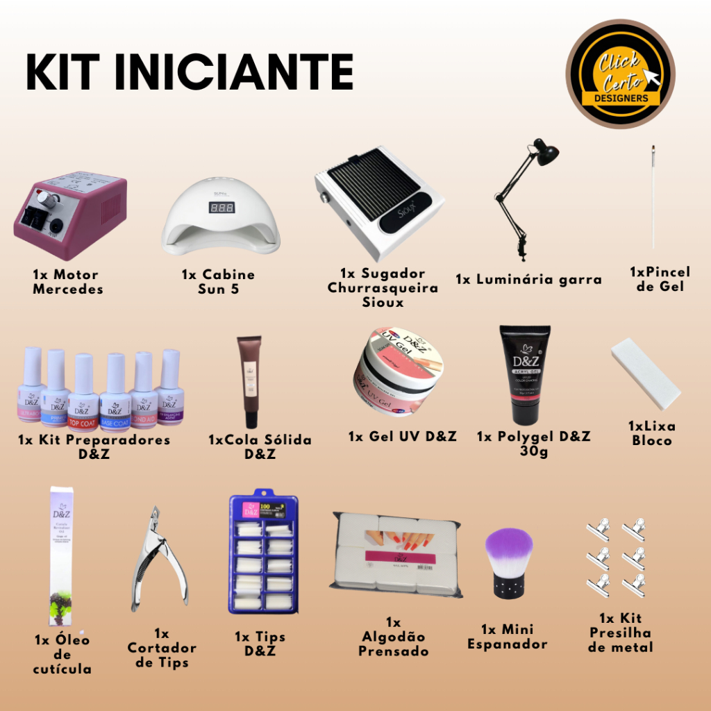 Kit Iniciante Completo PLUS Click Certo para Unhas de Gel | Shopee Brasil