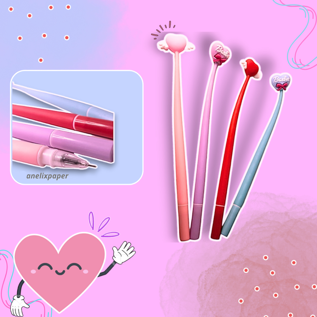 Caneta Barbie e Coração com asas antiestresse - papelaria fofa | Shopee ...