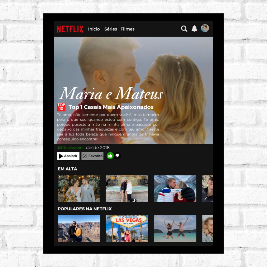 Quadro Netflix Personalizado Casal Presente Dia dos Namorados Tamanho ...