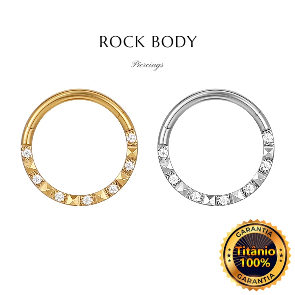 Piercing Argola Segmento Articulado Titânio | Helix, Septril, Rook ...